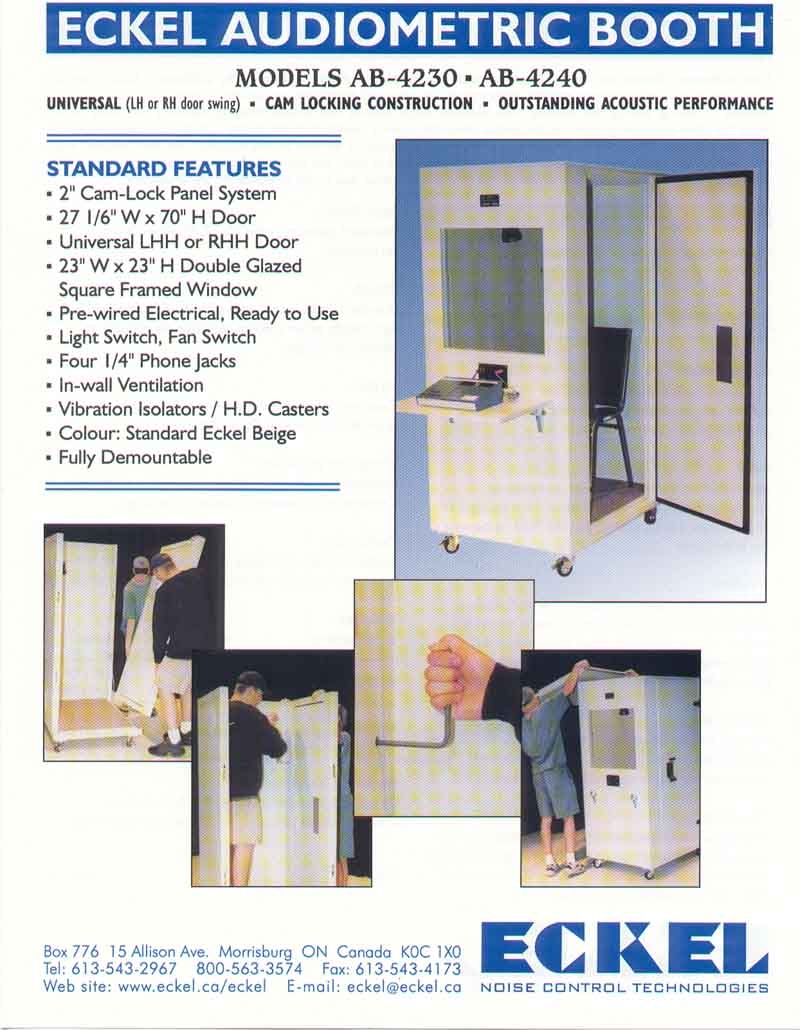 ECKEL AUDIOMETRIC SCREENING BOOTHS - AB Series - Med-Tech & Design ...